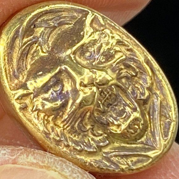Jewelry | Jr685 Antique Rare 14kyg Tiger Bust Repousse Etching Sliding ...